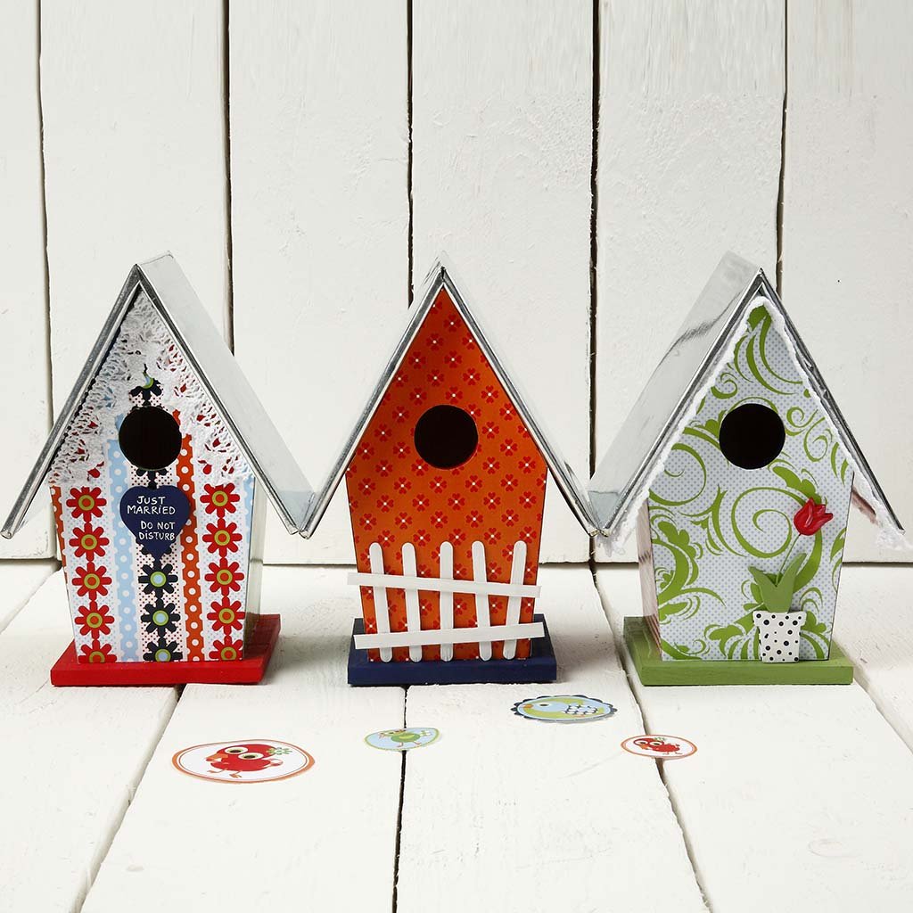 Decoupaged Wooden Zinc Roof Bird Box - Home-Crafts