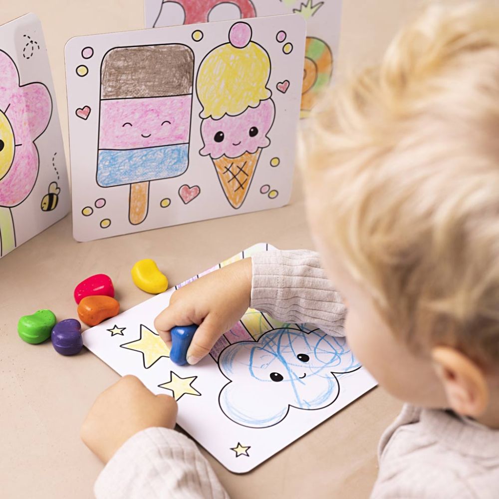 Beginner's Colouring Kit - Eco-Friendly Soy Crayons & Drawing Boards f ...